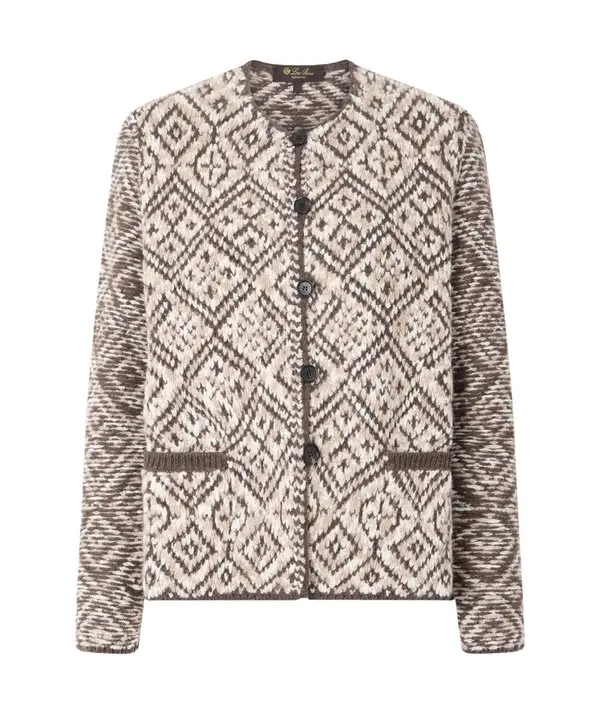 Loro Piana Jacquard-knit Cashmere Cardigan - Neutrals