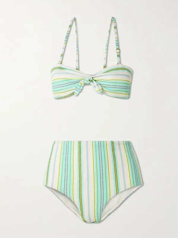LEMLEM Ava + Elsi Printed Ribbed Recycled Bikini - Green