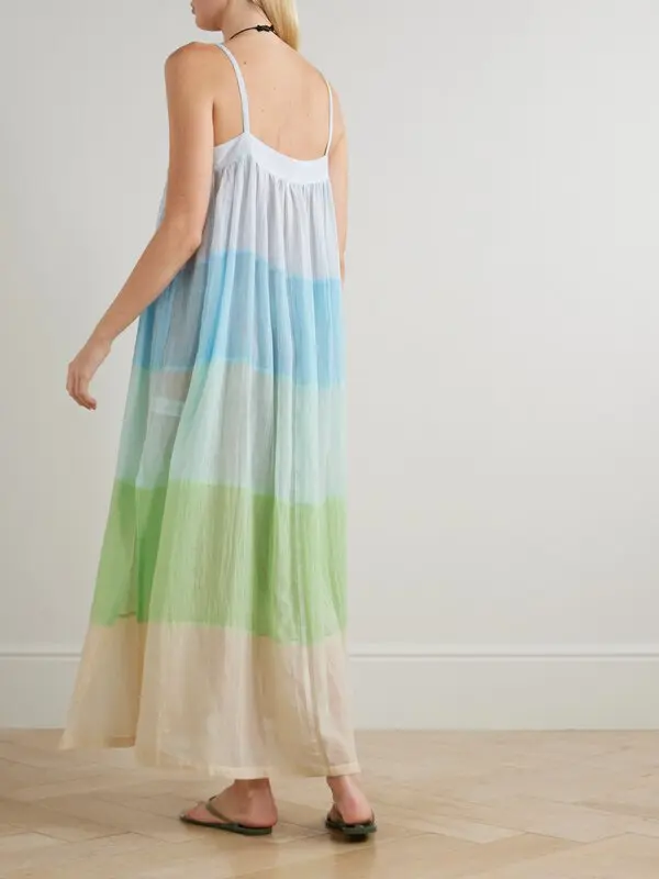 LEMLEM Eda Striped Cotton-gauze Midi Dress