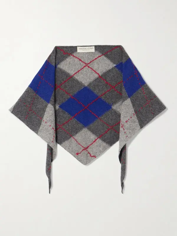Johnstons Of Elgin Clan Argyle Cashmere Scarf - Gray