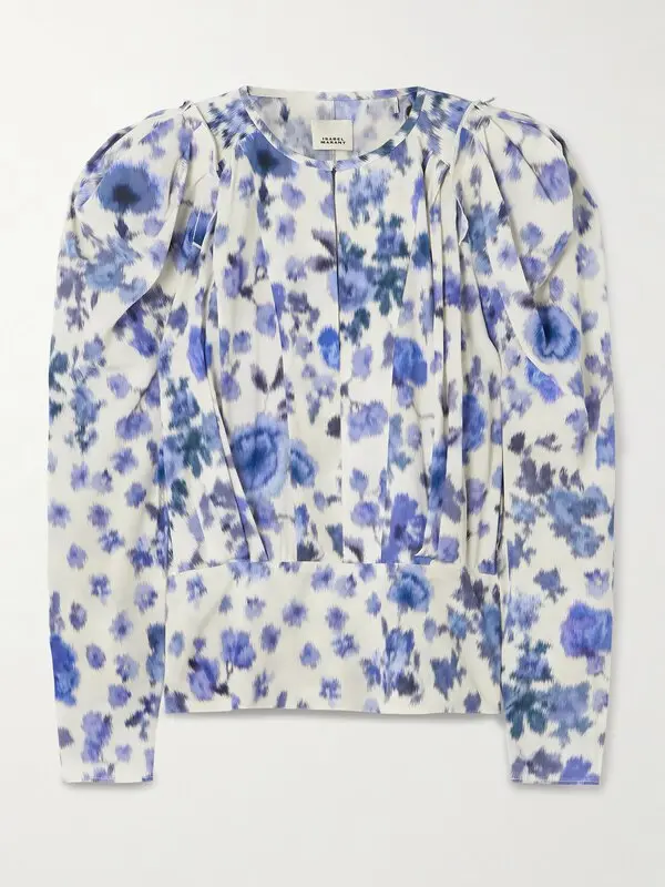 Isabel Marant Zarga Floral-print Silk-blend Blouse - Blue