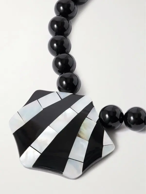 JULIETTA Maris Silver-tone Onyx, Resin, And Shell Necklace