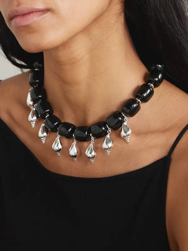 JULIETTA Odeon Silver-tone And Resin Necklace - Black