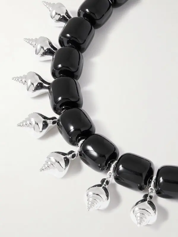 JULIETTA Odeon Silver-tone And Resin Necklace - Black