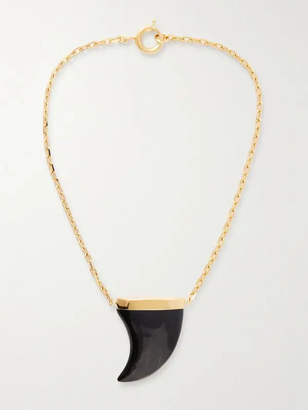 Isabel Marant Gold-tone Bone Pendant Necklace - Black
