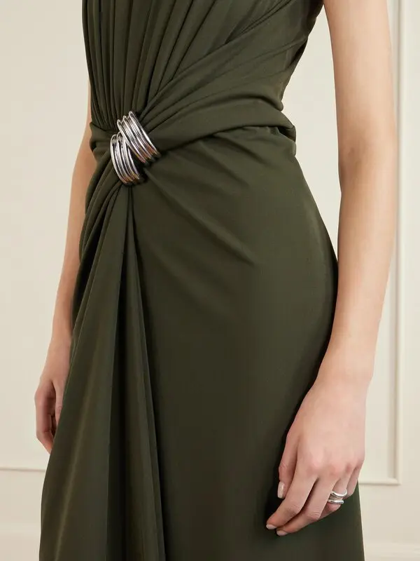 Brandon Maxwell The Serena Draped Embellished Jersey Gown - Green