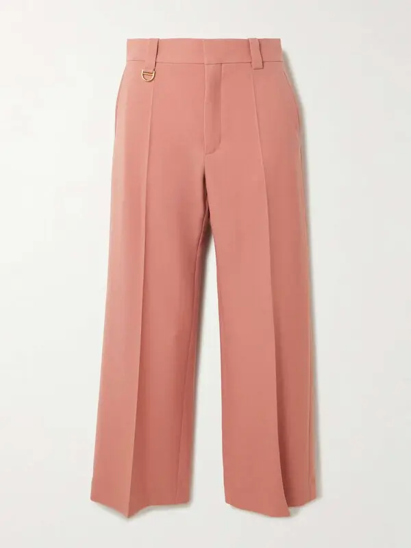 Chloé Cropped Wool-gabardine Wide-leg Pants