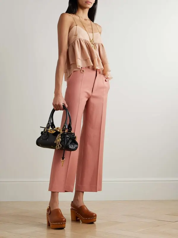 Chloé Cropped Wool-gabardine Wide-leg Pants