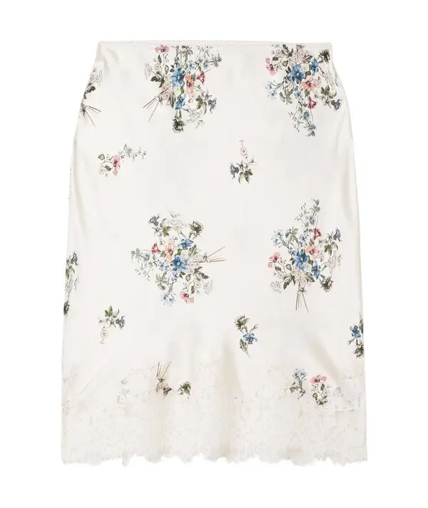 DÔEN Elowette Floral-print Silk-satin Skirt - White