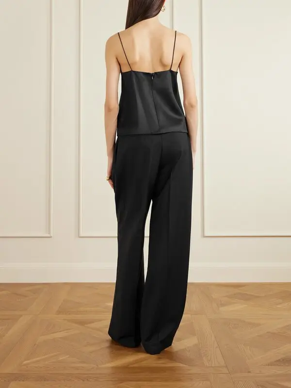 Brandon Maxwell The Bridges Paneled Wool And Silk-blend Top - Black