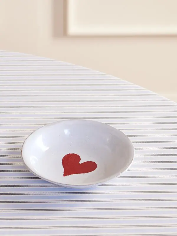 ASTIER DE VILLATTE John Derian Red Heart Ceramic Dish - White
