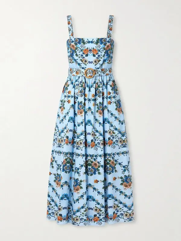 Borgo De Nor Ninet Belted Floral-print Midi Dress
