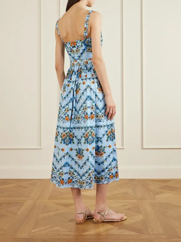 Borgo De Nor Ninet Belted Floral-print Midi Dress