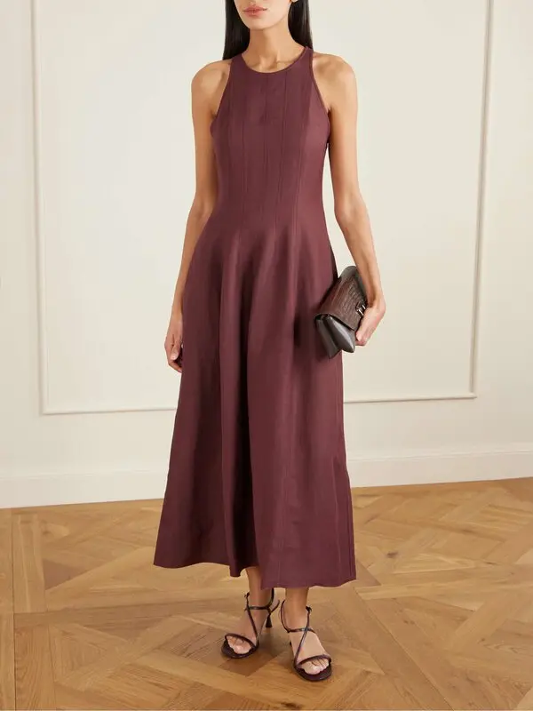 Brunello Cucinelli Paneled Twill Midi Dress
