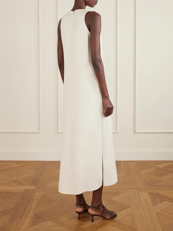 Brunello Cucinelli Crepe Midi Dress - Neutrals