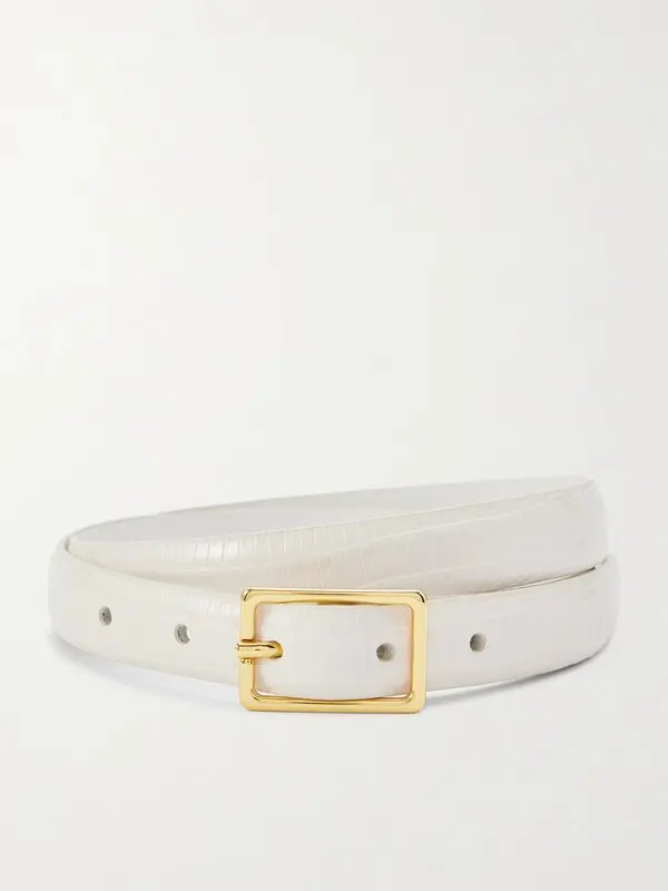Anderson's Croc-effect Leather Belt - Off-white