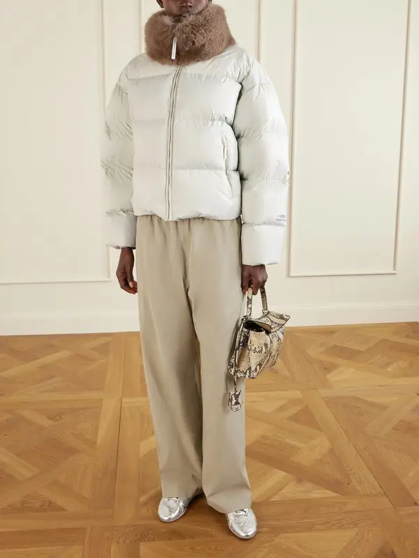 Balenciaga Plush-trimmed Padded Quilted Shell Down Jacket - White
