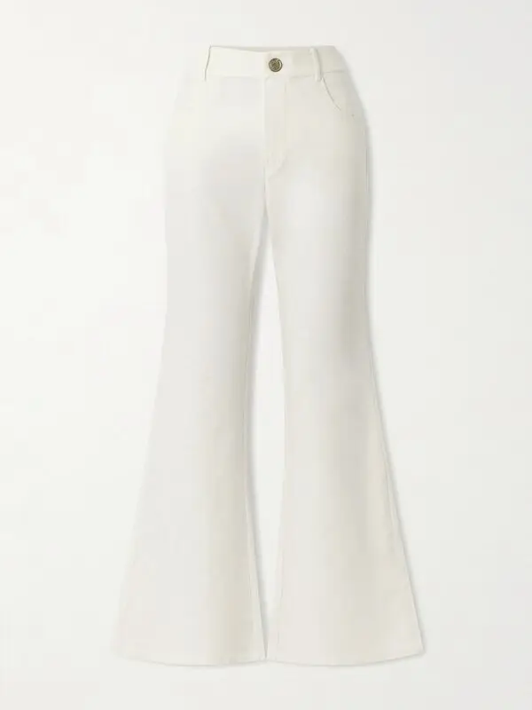 Alix Of Bohemia Bunny Silk-twill Flared Pants - Neutrals