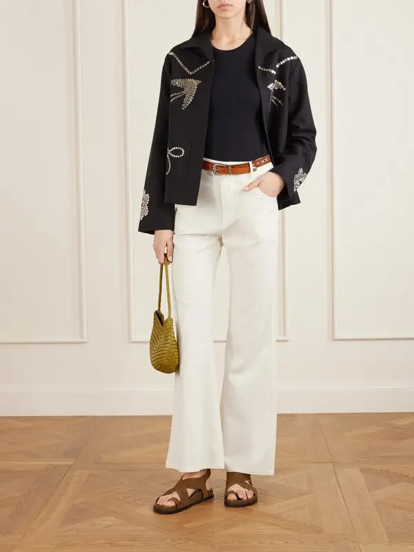 Alix Of Bohemia Bunny Silk-twill Flared Pants - Neutrals