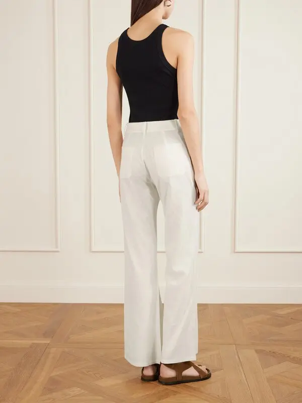 Alix Of Bohemia Bunny Silk-twill Flared Pants - Neutrals
