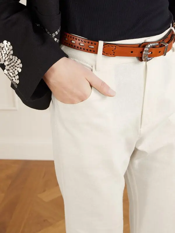 Alix Of Bohemia Bunny Silk-twill Flared Pants - Neutrals