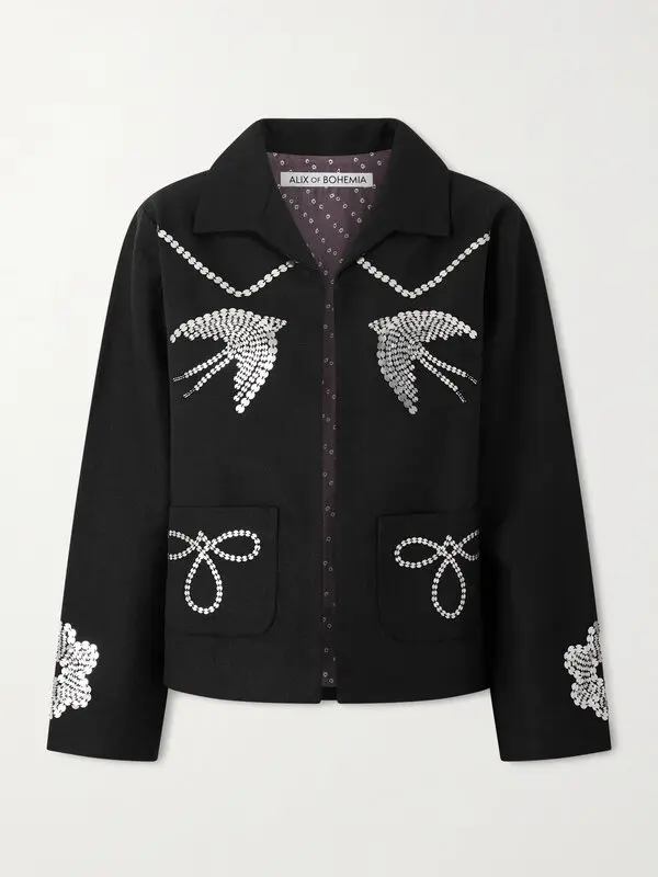 Alix Of Bohemia Francis Lovebird Embellished Silk Jacket