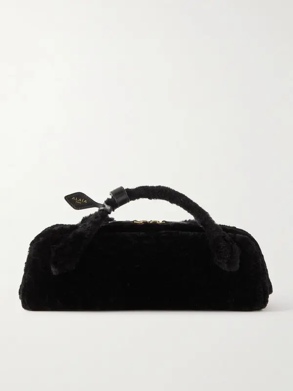 Alaïa Le Teckel Shearling Clutch - Black