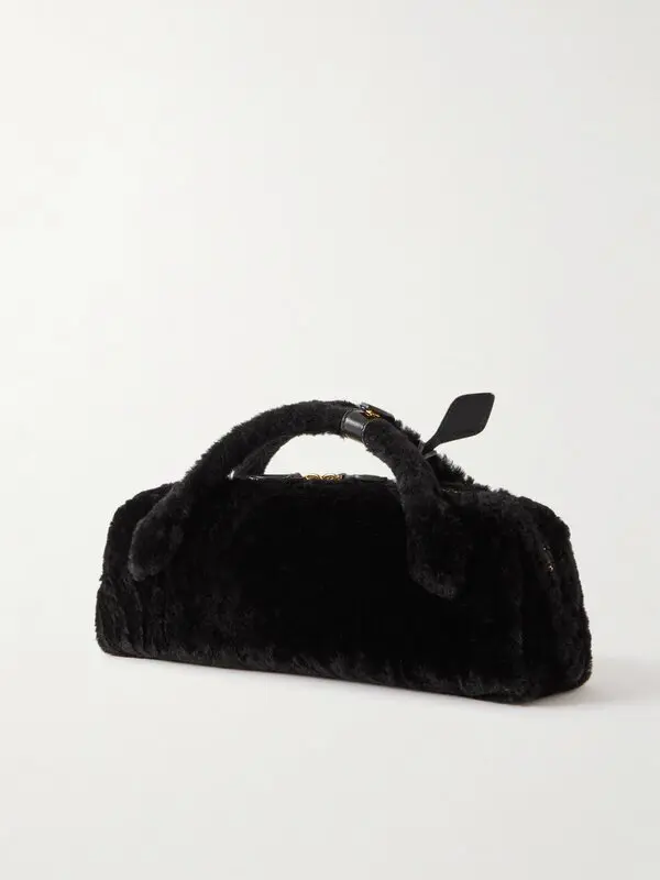 Alaïa Le Teckel Shearling Clutch - Black