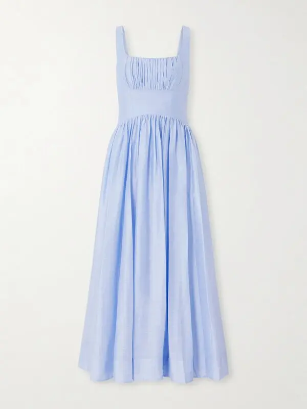 Aje Mist Pleated Paneled Lyocell-blend Midi Dress