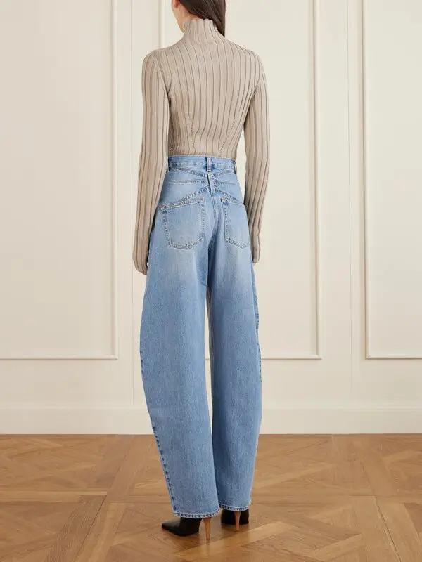 Alaïa Ribbed Wool Turtleneck Bodysuit - Brown