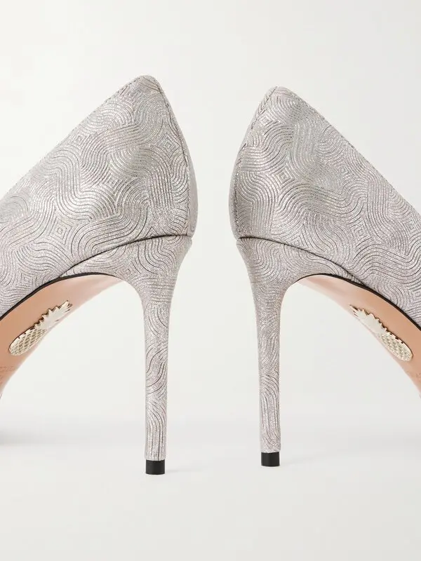 AQUAZZURA Purist 85 Metallic Leather Pumps
