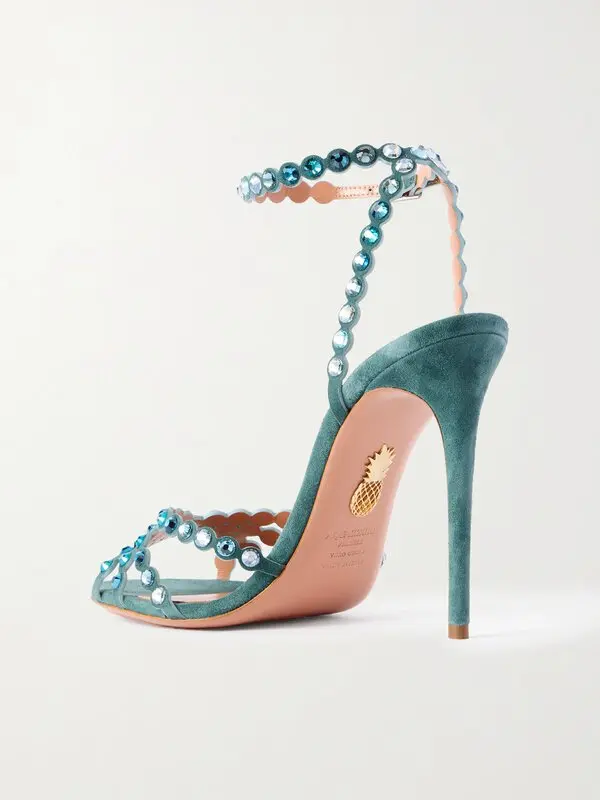 AQUAZZURA Tequila 105 Crystal-embellished Leather Sandals - Blue