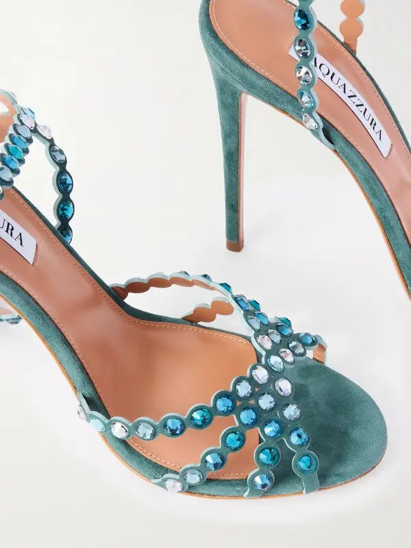 AQUAZZURA Tequila 105 Crystal-embellished Leather Sandals - Blue