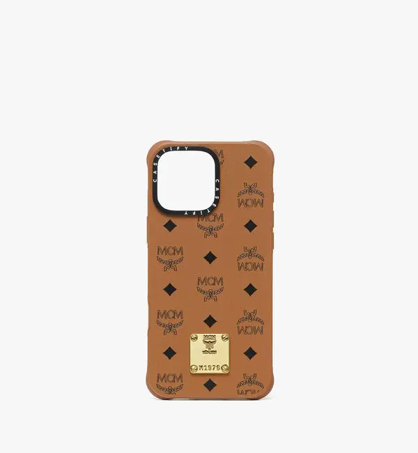 Mcm Iphone 16 Pro Max X Casetify Brass Plate Bioveg Iphone Case - Cognac