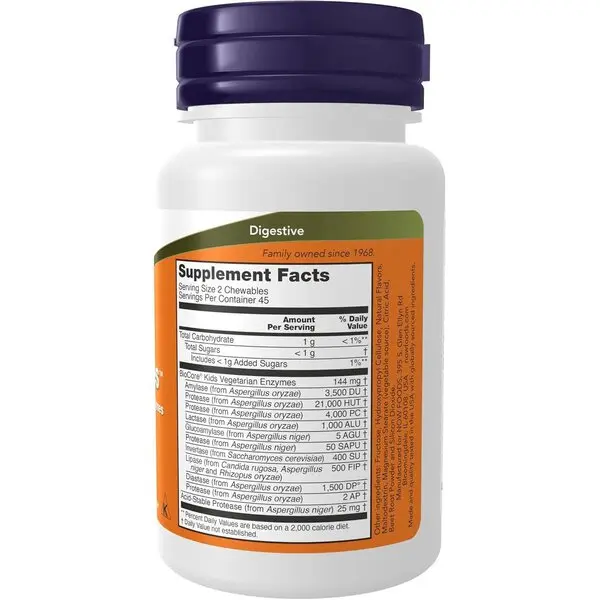 NOW FOODS Chewyzymes 90 Chewable Tablets