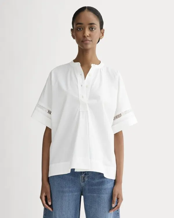 Everlane Lace Trim Popover Shirt - White