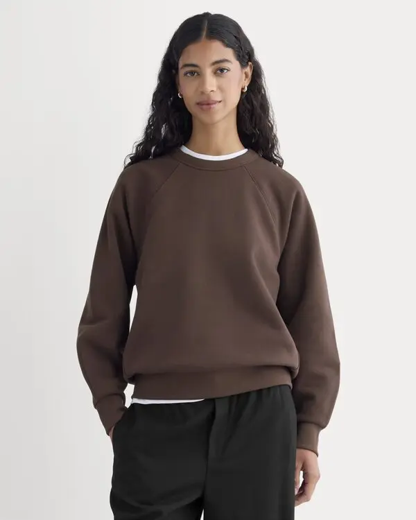 Everlane Luxe Fleece Raglan Crewneck - Dark Chocolate