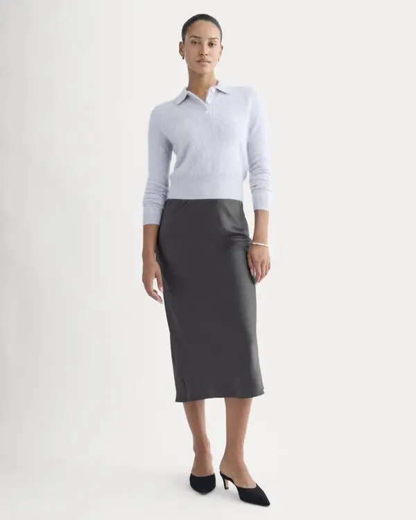 Everlane Slip Skirt In Silk Charmeuse - Graphite