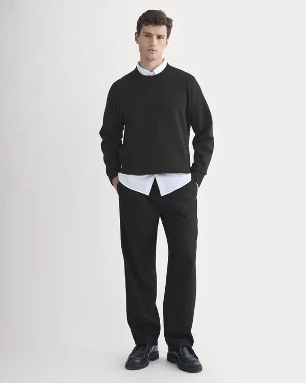 Everlane Pleated Tailor Twill Cotton/wool Trousers - Black