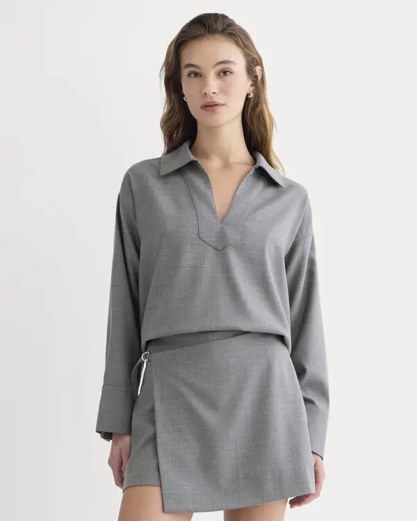 Everlane Tailor Twill Wool Overshirt - Heather Graphite