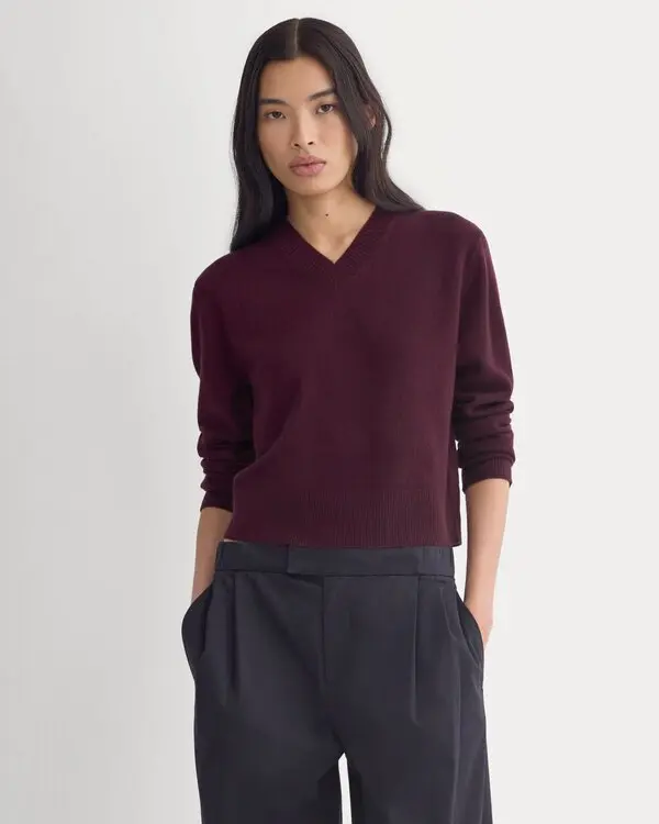 Everlane Cashmere Cropped Sweater - Deep Plum