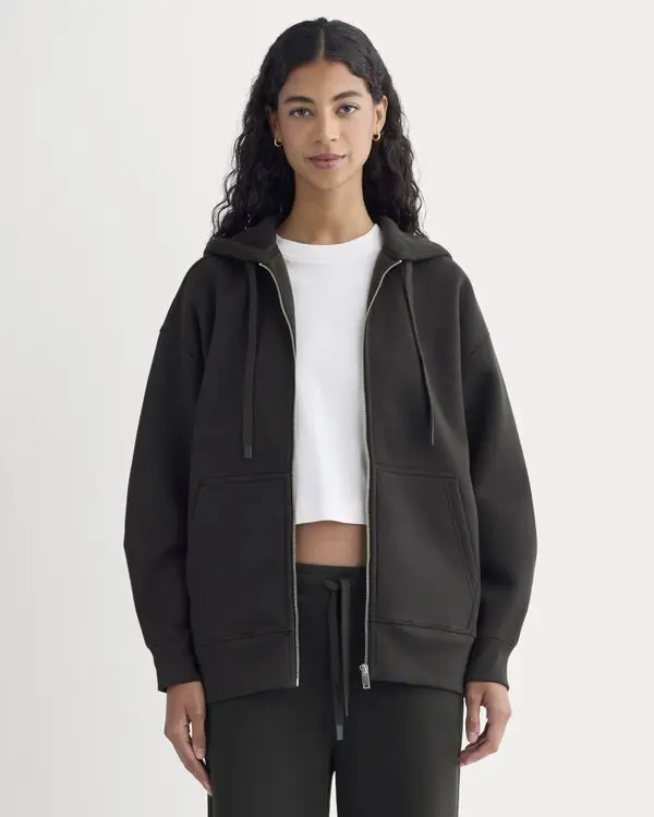 Everlane Luxe Fleece Oversized Full-zip Hoodie - Black
