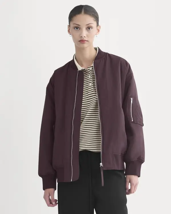 Everlane Renew Oversized Puffer Bomber - Deep Plum