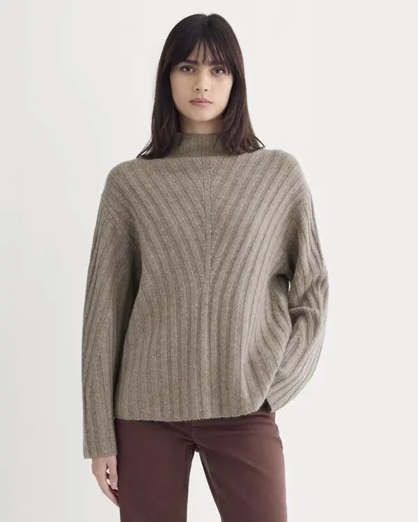 Everlane Funnel-neck Wool Cashmere Sweater - Light Heathered Taupe