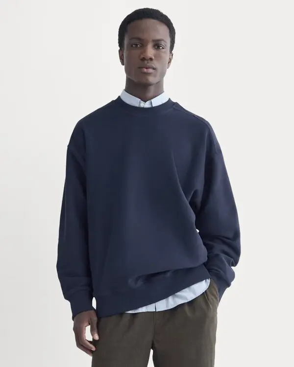 Everlane Twill Terry Jacquard Crewneck Sweatshirt - Navy