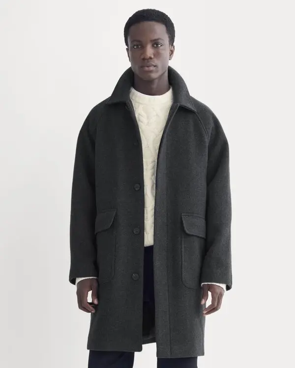 Everlane Rewool Car Coat - Heather Charcoal