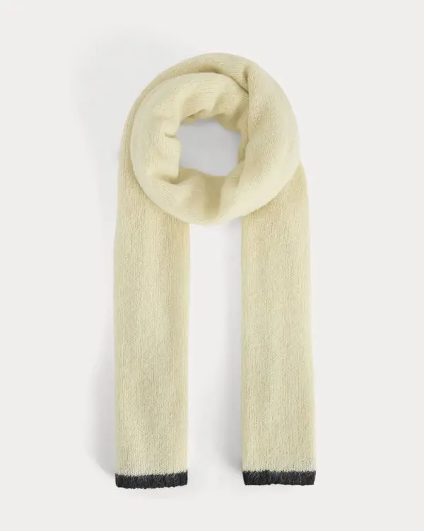 Everlane Plush Alpaca Scarf - Bone/ Black