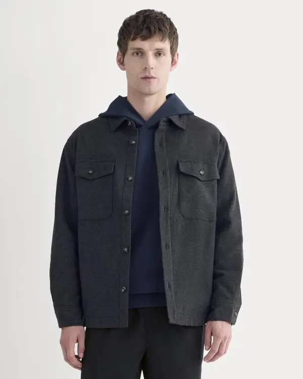 Everlane Heavyweight Waffle Twill Overshirt - Heather Charcoal