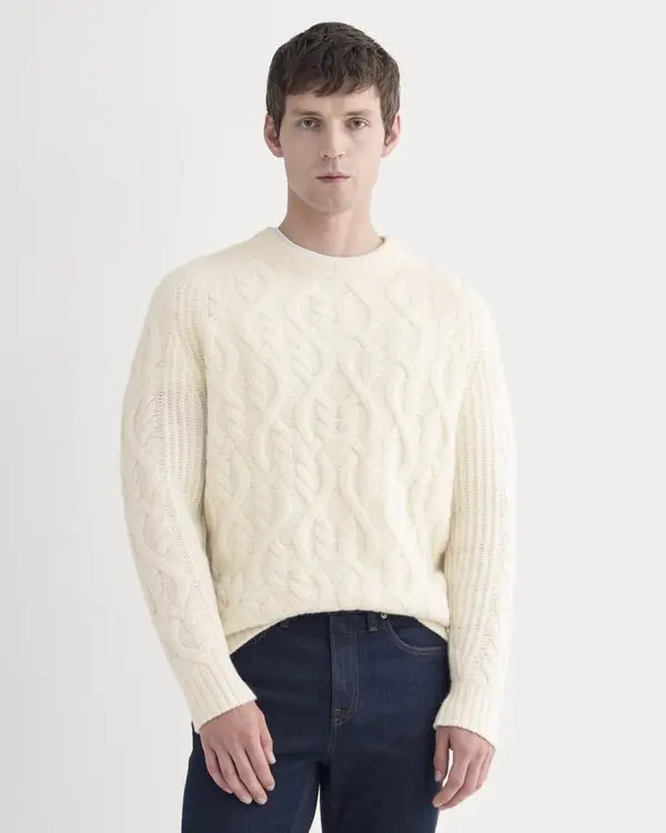 Everlane Luxe Merino Cable Knit Crew Neck Sweater