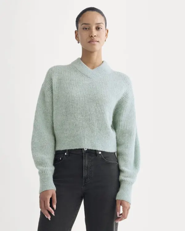 Everlane Cropped Alpaca Cocoon Sweater - Heather Gray Mist